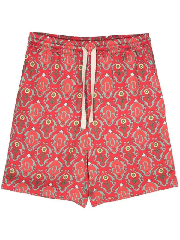 Drole De Monsieur Graphic-print Drawstring Bermuda Shortss - Red