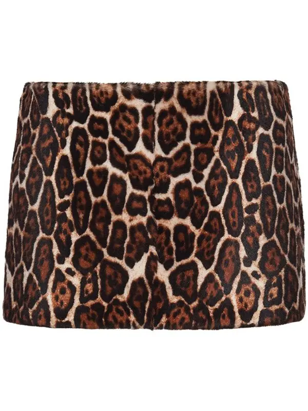 Prada Animal-print Shearling Miniskirt - Brown