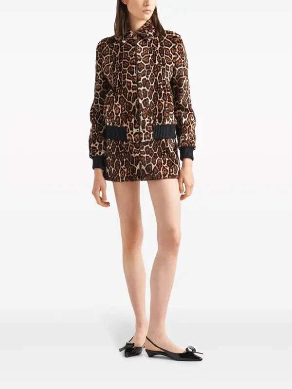 Prada Animal-print Shearling Miniskirt - Brown