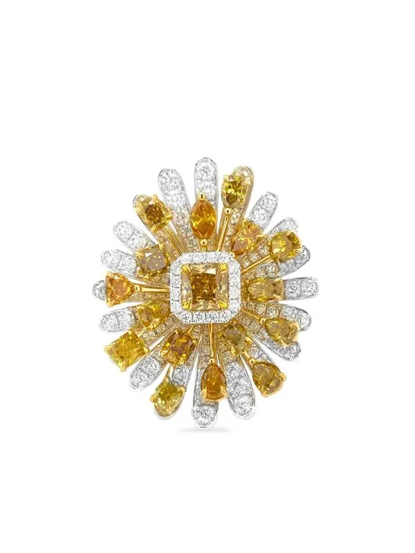 HYT JEWELRY 18kt White And Gold Diamond Cocktail Ring - Yellow
