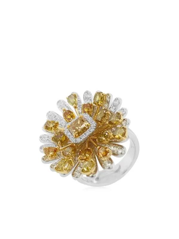 HYT JEWELRY 18kt White And Gold Diamond Cocktail Ring