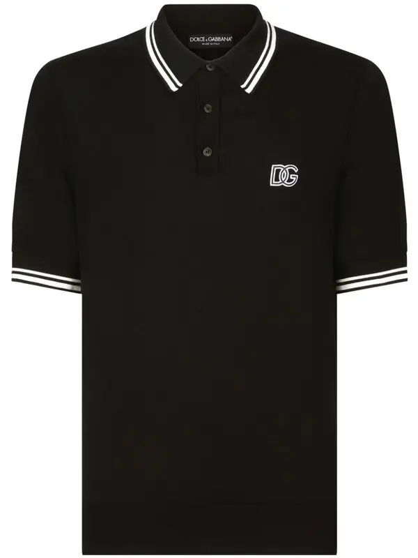 Dolce & Gabbana Logo-embroidered Stripe-detail Polo Shirt