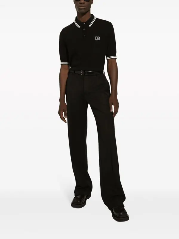 Dolce & Gabbana Logo-embroidered Stripe-detail Polo Shirt
