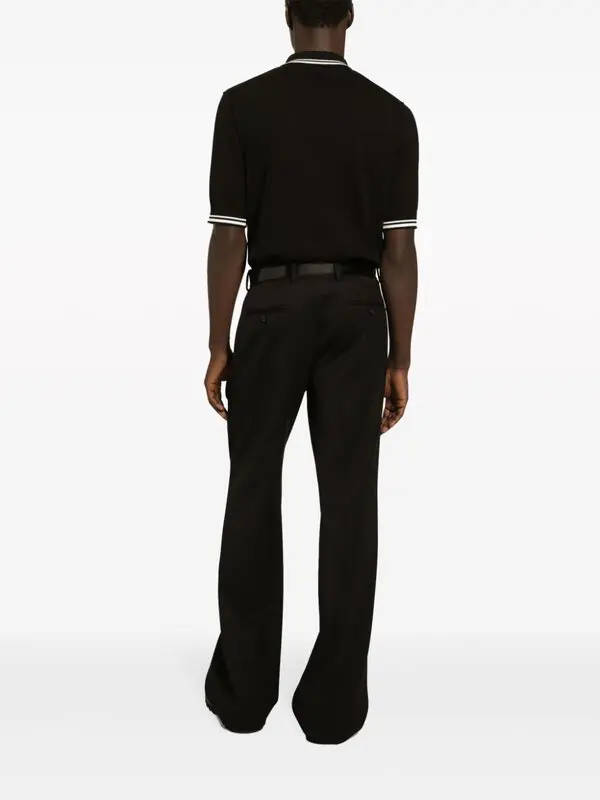 Dolce & Gabbana Logo-embroidered Stripe-detail Polo Shirt