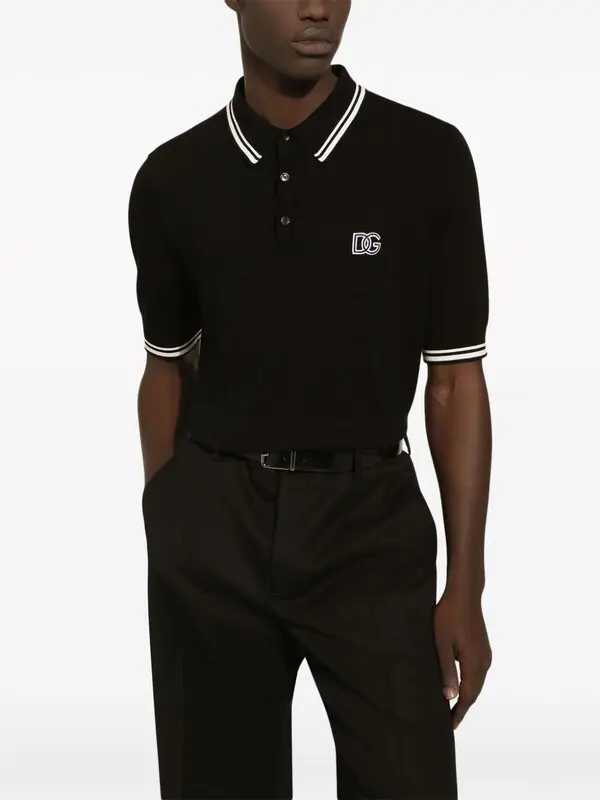 Dolce & Gabbana Logo-embroidered Stripe-detail Polo Shirt