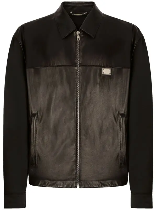 Dolce & Gabbana Logo-plaque Leather Jacket