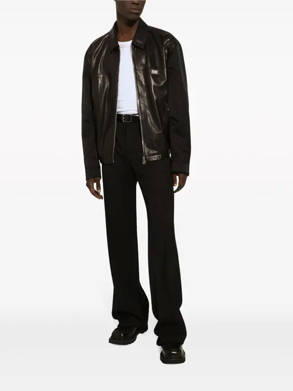 Dolce & Gabbana Logo-plaque Leather Jacket