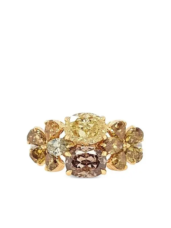 HYT JEWELRY 18kt White And Yellow Diamond Cocktail Ring - Gold
