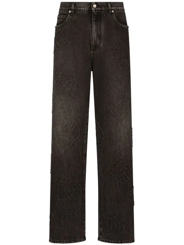 Dolce & Gabbana Straight-leg Jeans With Logo Embroidery