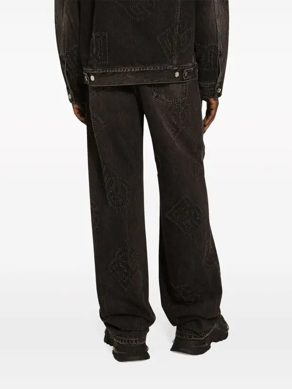 Dolce & Gabbana Straight-leg Jeans With Logo Embroidery