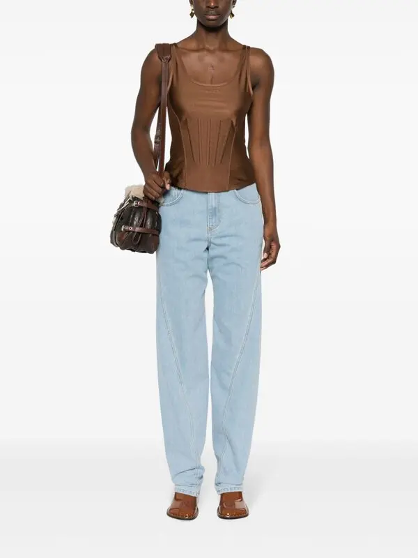MUGLER Embossed-logo Corset Top