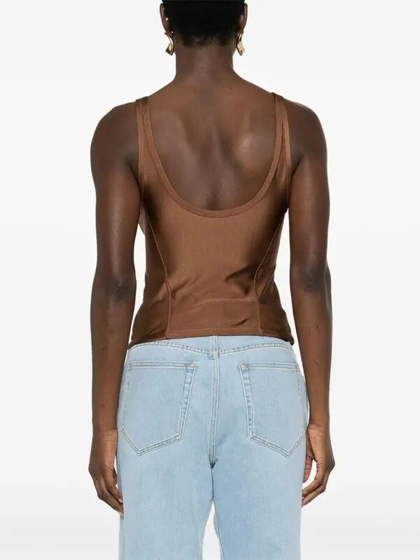MUGLER Embossed-logo Corset Top