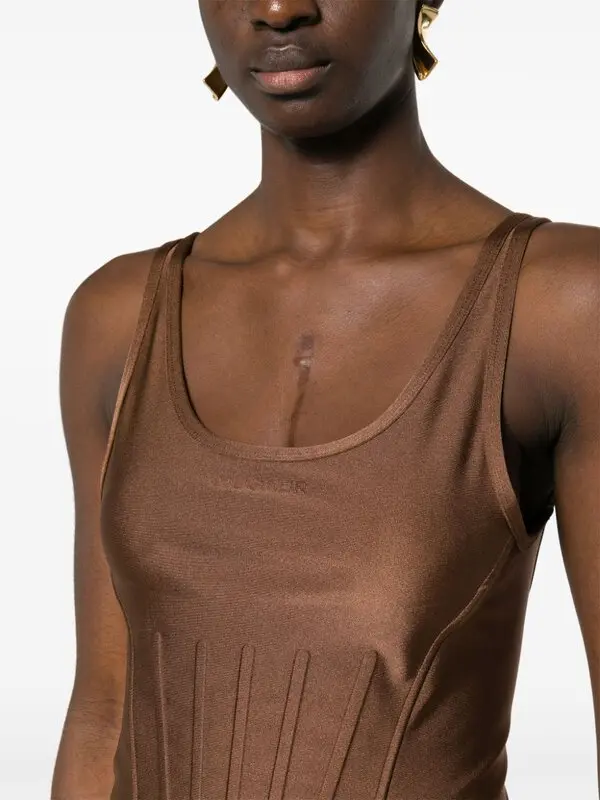 MUGLER Embossed-logo Corset Top