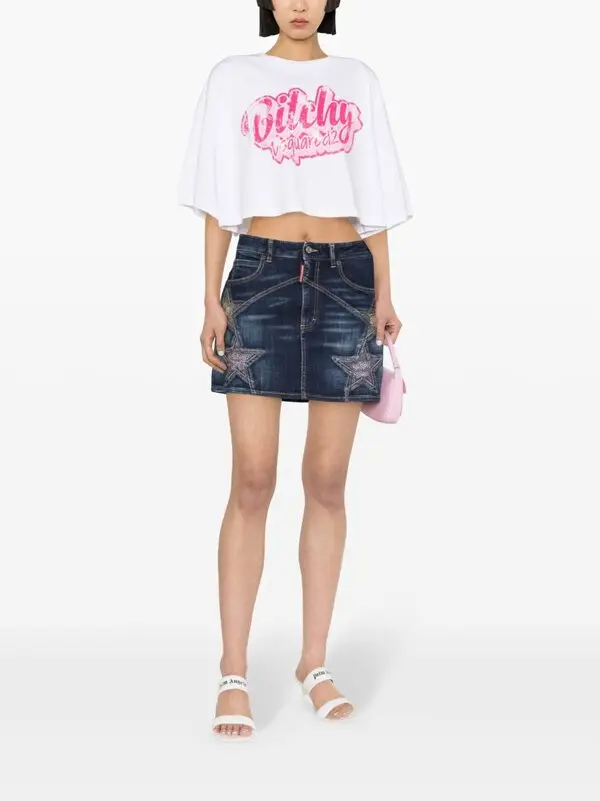 Dsquared2 Star-studded Denim Miniskirt
