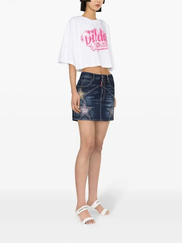 Dsquared2 Star-studded Denim Miniskirt