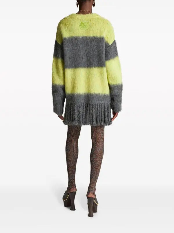 Etro Striped Brushed Cardigan Coat - Grey
