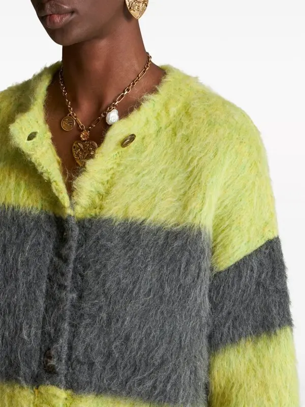 Etro Striped Brushed Cardigan Coat - Grey