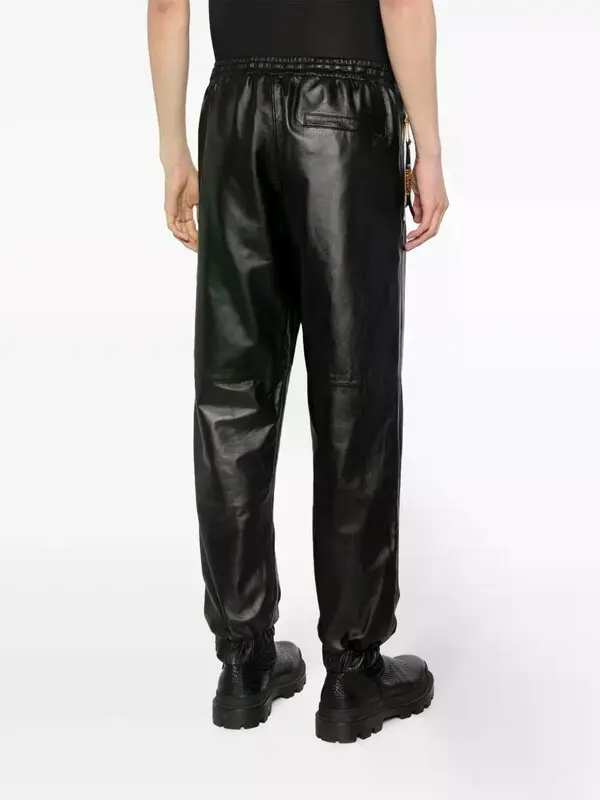 Moschino Cropped Leather Track Pants