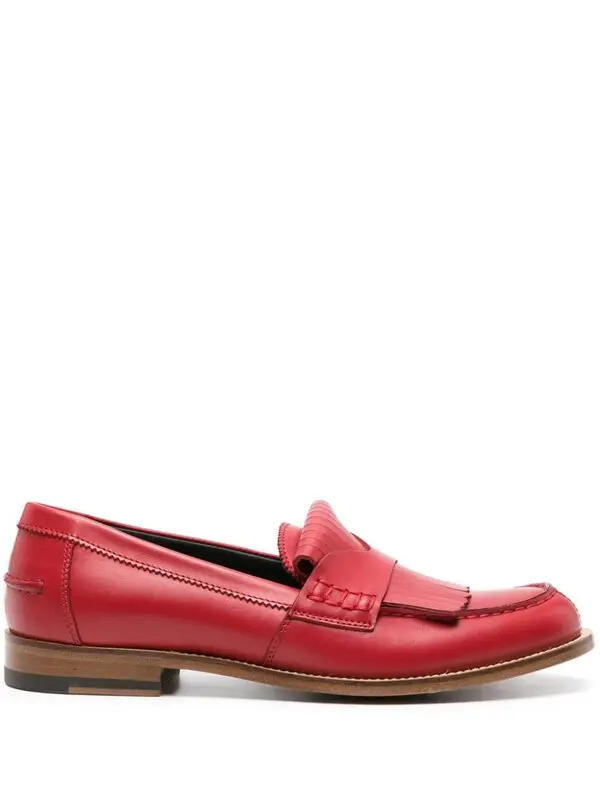 SCAROSSO Bridget Leather Loafers - Red