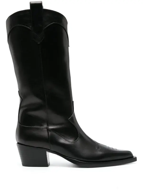 SCAROSSO Dolly 50mm Leather Boots - Black