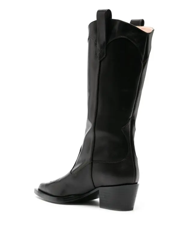 SCAROSSO Dolly 50mm Leather Boots - Black