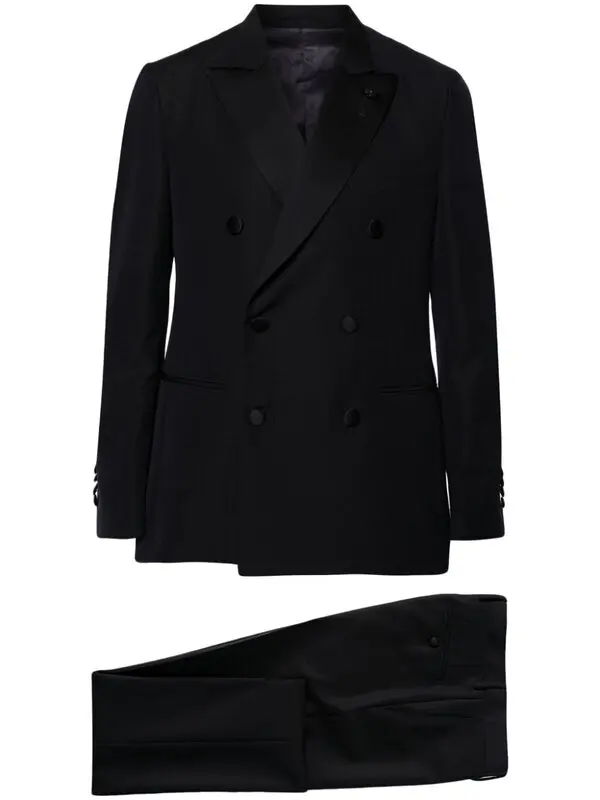 LARDINI Double-breasted Wool-blend Suit