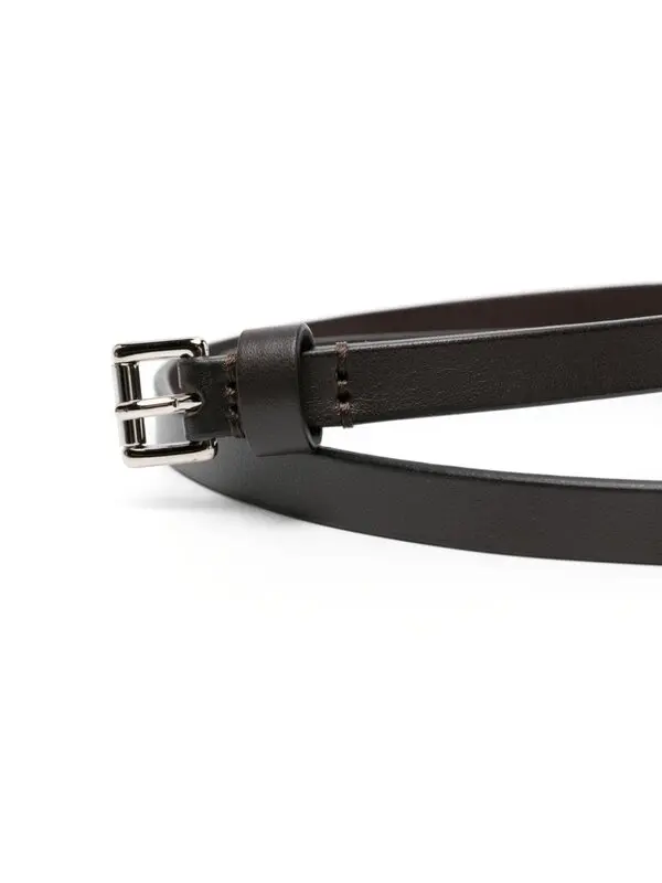 D4.0 Double-strap Leather Belt - Brown
