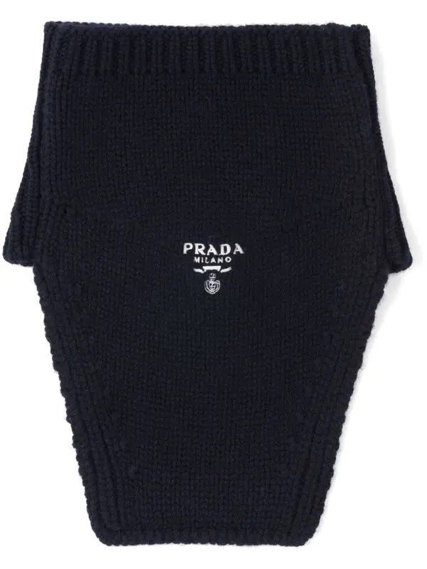 Prada Logo-embroidered Cashmere Dickey - Black