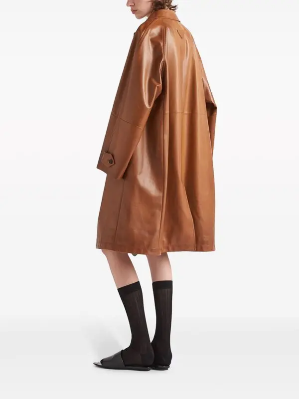 Prada Belted Leather Trench Coat