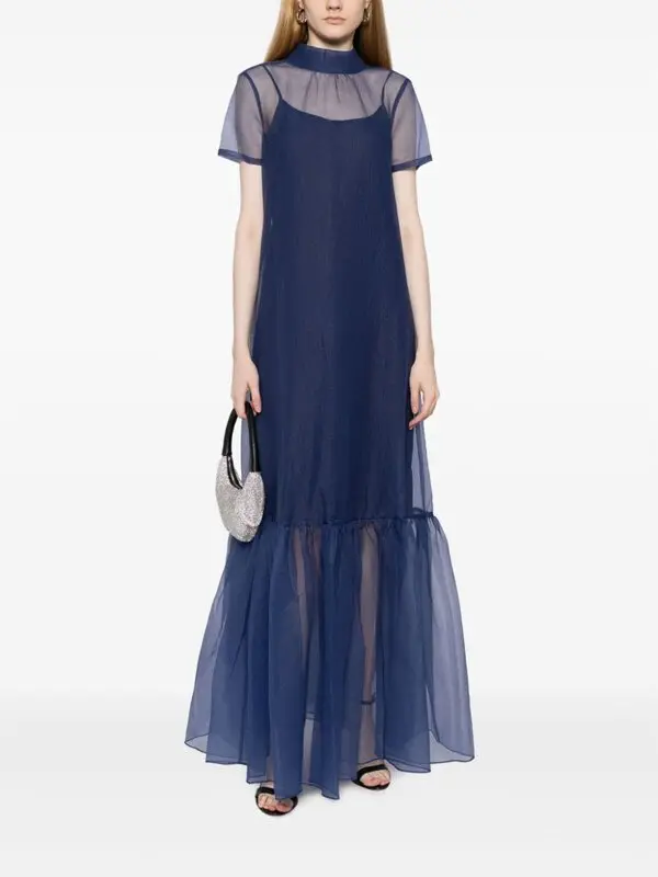 Staud Calunna Organza Maxi Dress - Blue