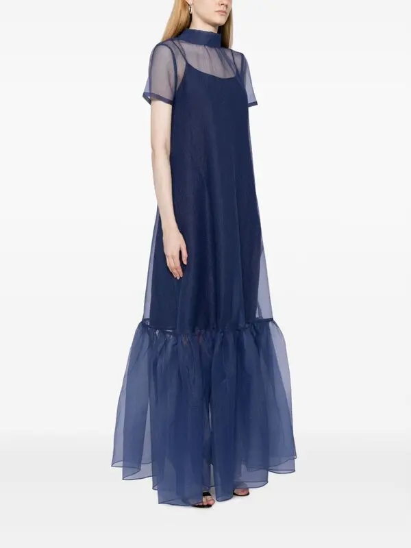 Staud Calunna Organza Maxi Dress - Blue