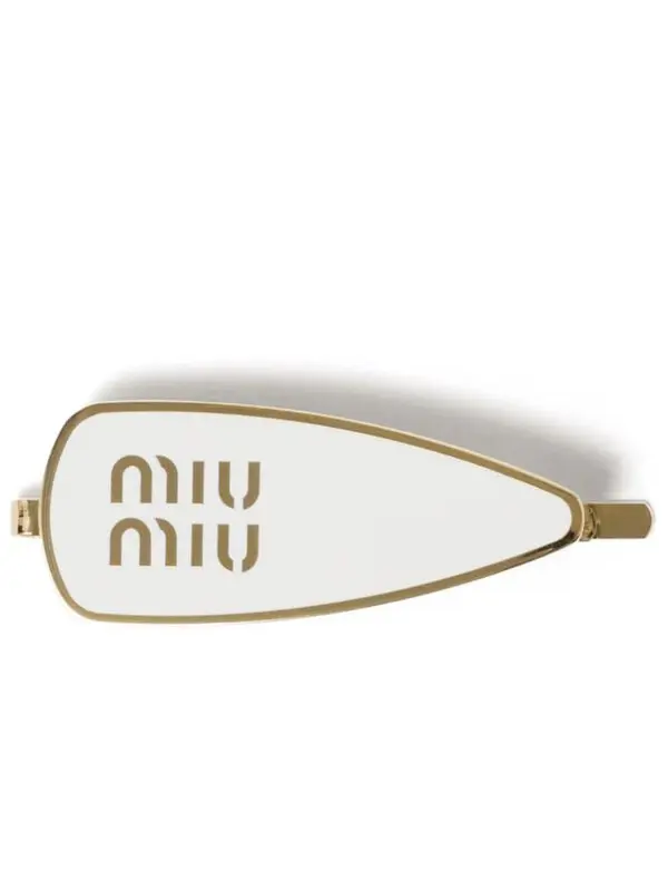 Miu Miu Engraved Logo Hair Clip - White