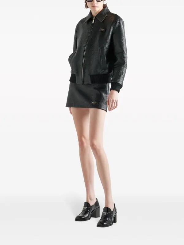 Prada Crocodile-embossed Leather Jacket
