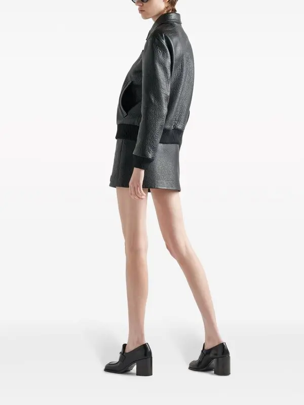 Prada Crocodile-embossed Leather Jacket
