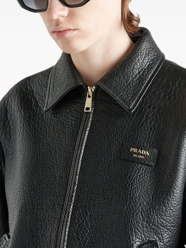 Prada Crocodile-embossed Leather Jacket