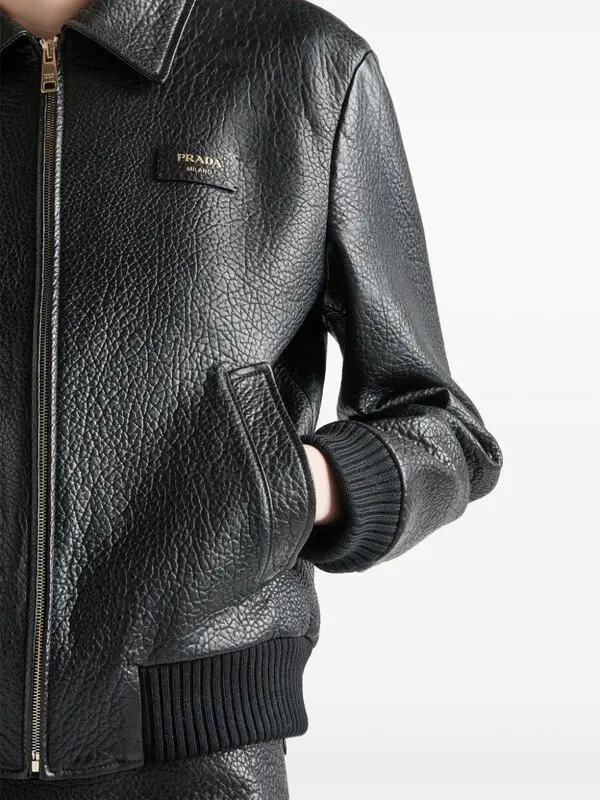 Prada Crocodile-embossed Leather Jacket