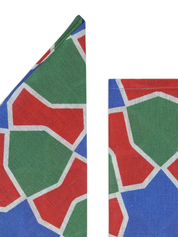 CABANA Tiles Linen Napkins - Blue