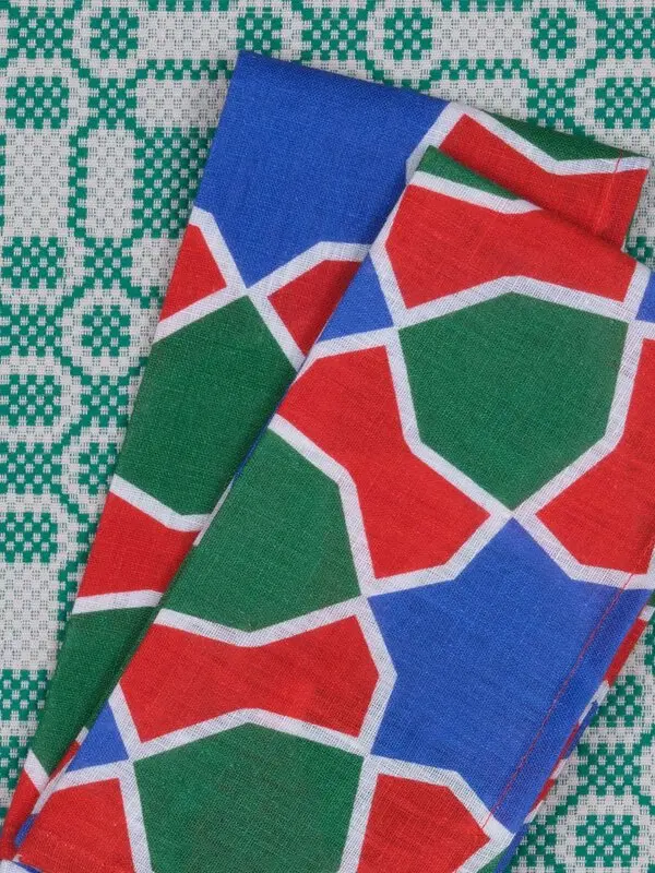 CABANA Tiles Linen Napkins - Blue