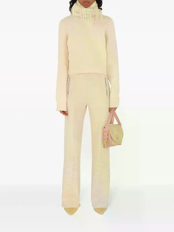 Burberry Houndstooth-jacquard Wool-blend Trousers - Neutrals