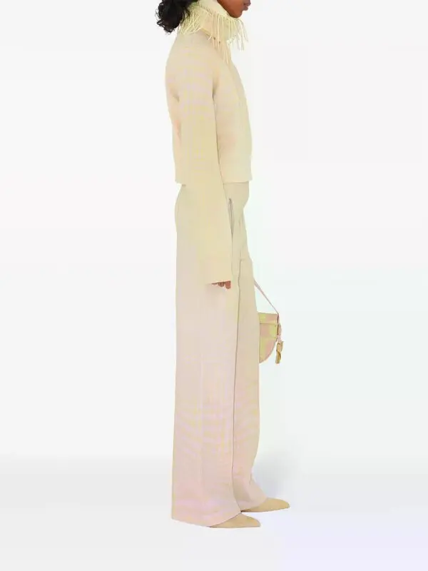 Burberry Houndstooth-jacquard Wool-blend Trousers - Neutrals