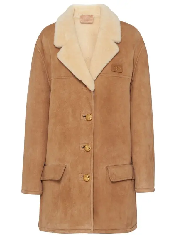 Prada - Prada Shearling-Trim Suede Coat