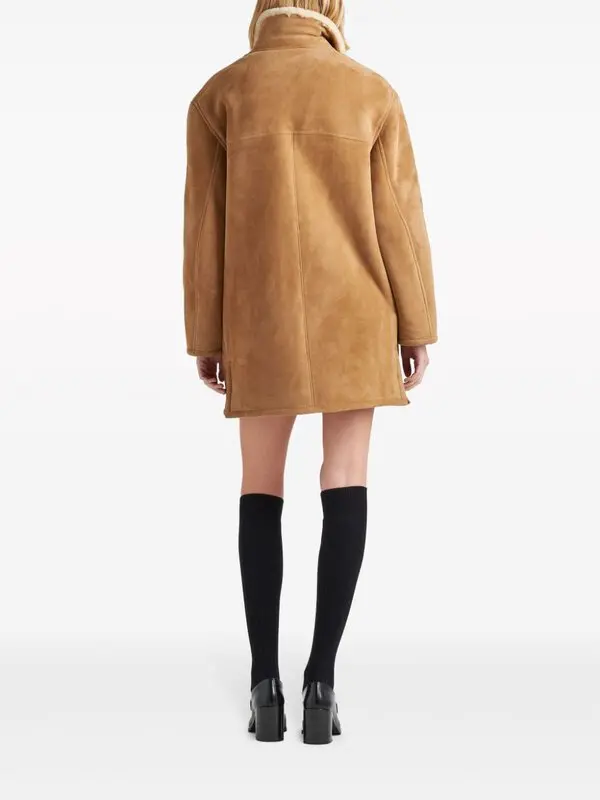 Prada - Prada Shearling-Trim Suede Coat