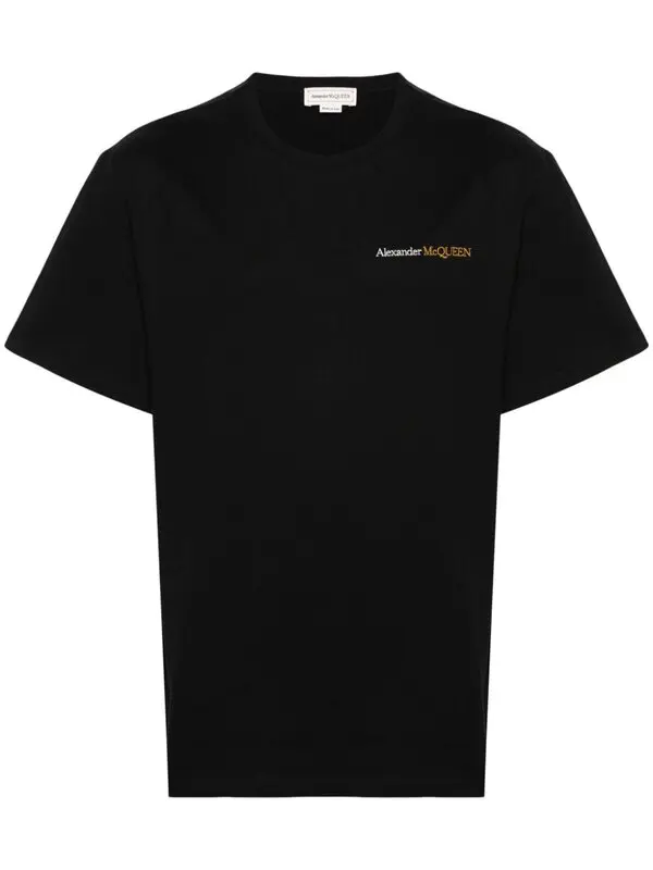 Alexander McQueen Embroidered-logo Cotton T-shirt - Black