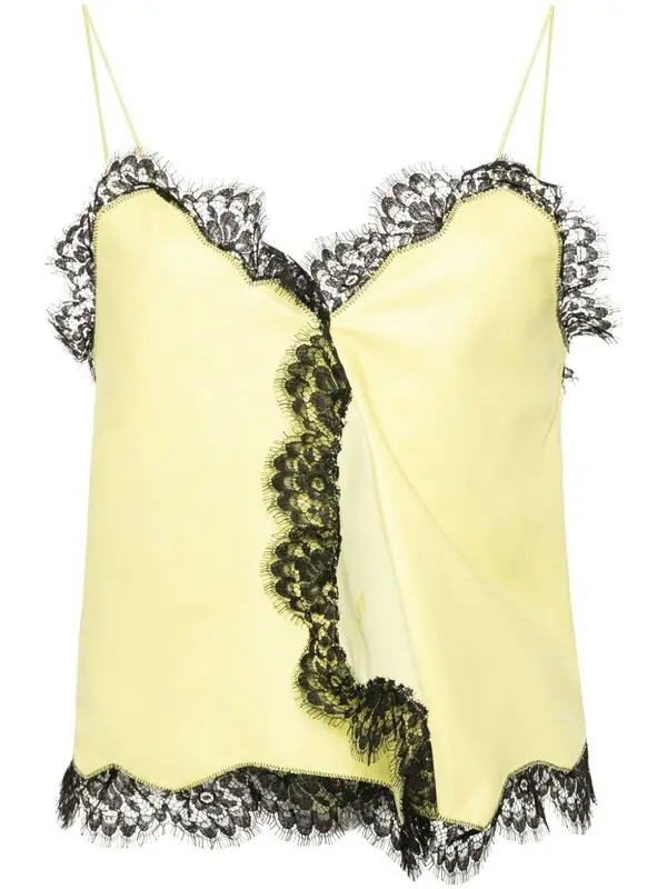 Off-White Leather Lace-detail Top - Yellow