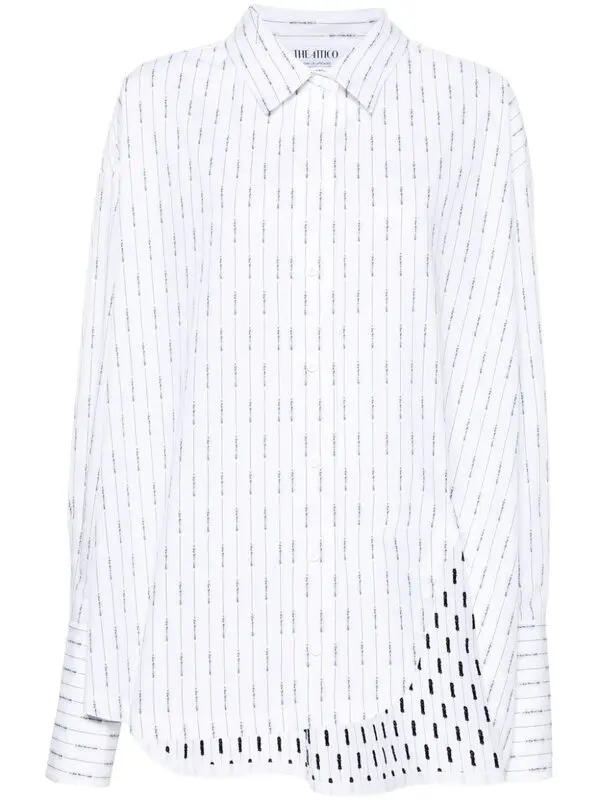 Attico Asymmetric Striped Shirt - White