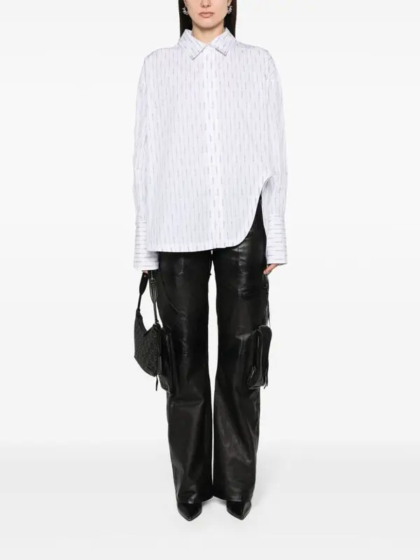 Attico Asymmetric Striped Shirt - White