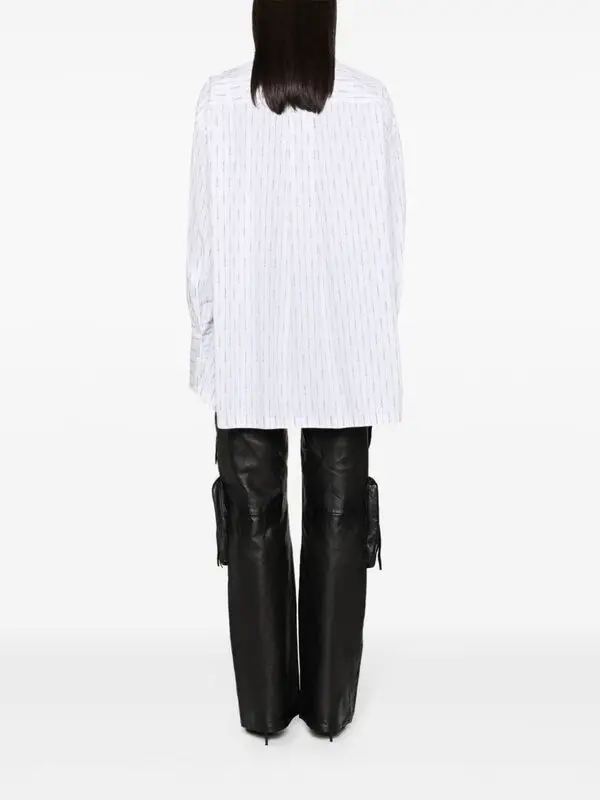 Attico Asymmetric Striped Shirt - White