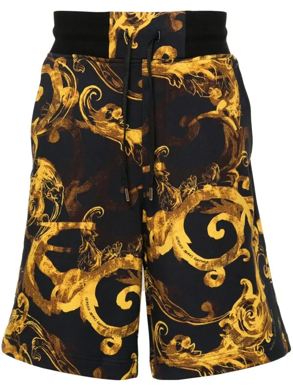 Versace Barocco Print Track Shorts - Black