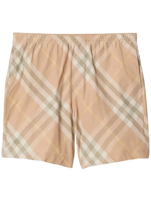 Burberry Checked Swim Shorts - Neutrals