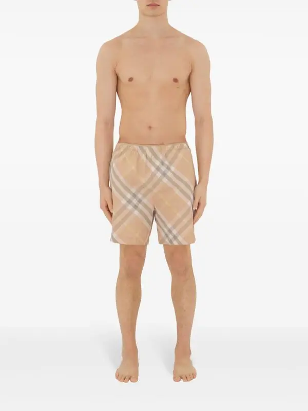 Burberry Checked Swim Shorts - Neutrals